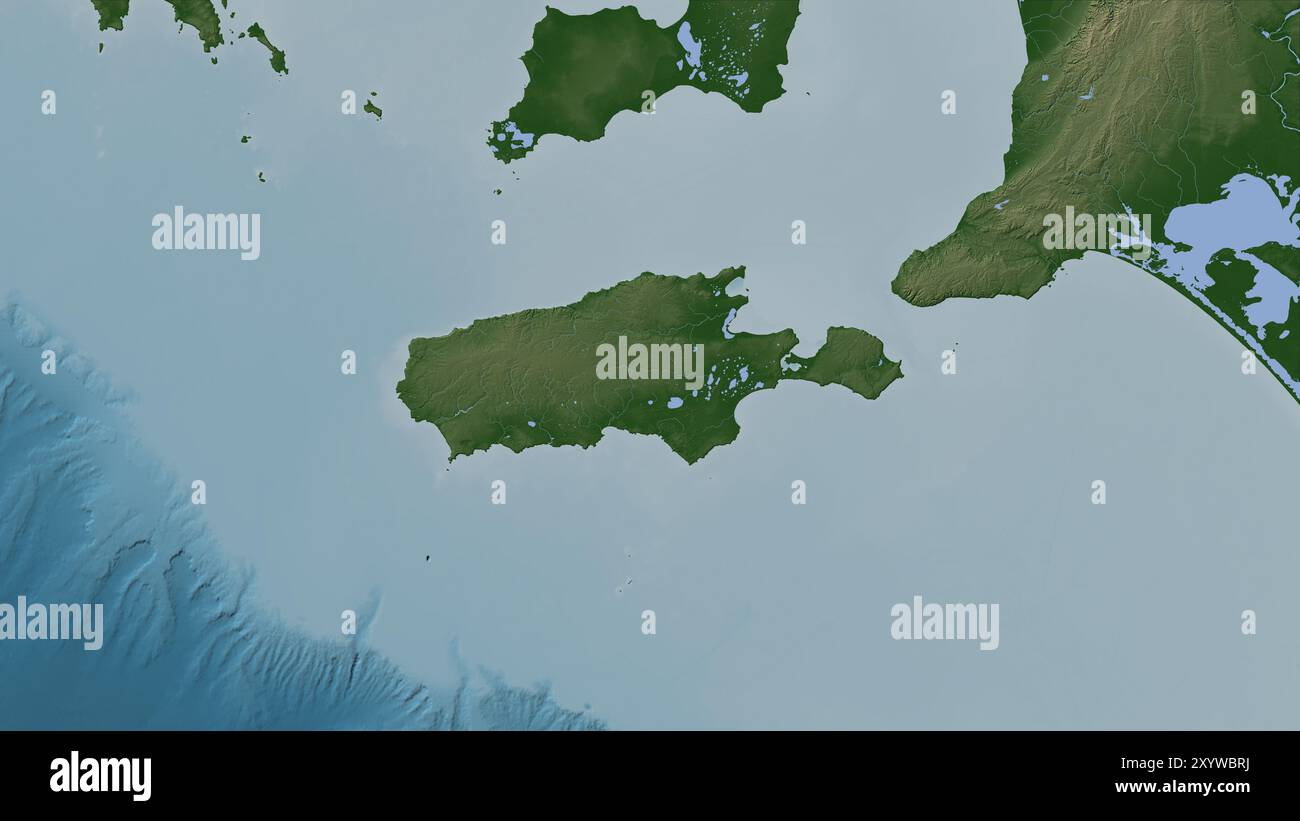 Kangaroo Island in the Great Australian Bight on a colored elevation ...