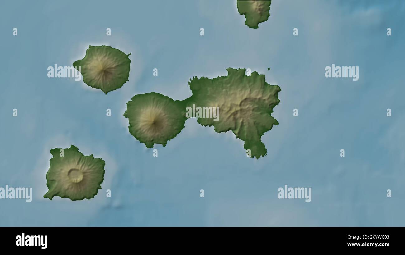 Chuginadak Island in the Bering Sea on a colored elevation map Stock ...