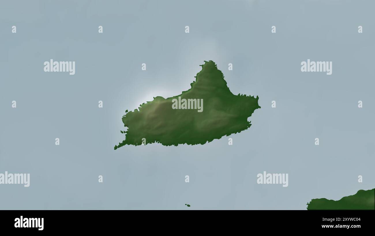Clare Island in the North Atlantic Ocean on a colored elevation map ...