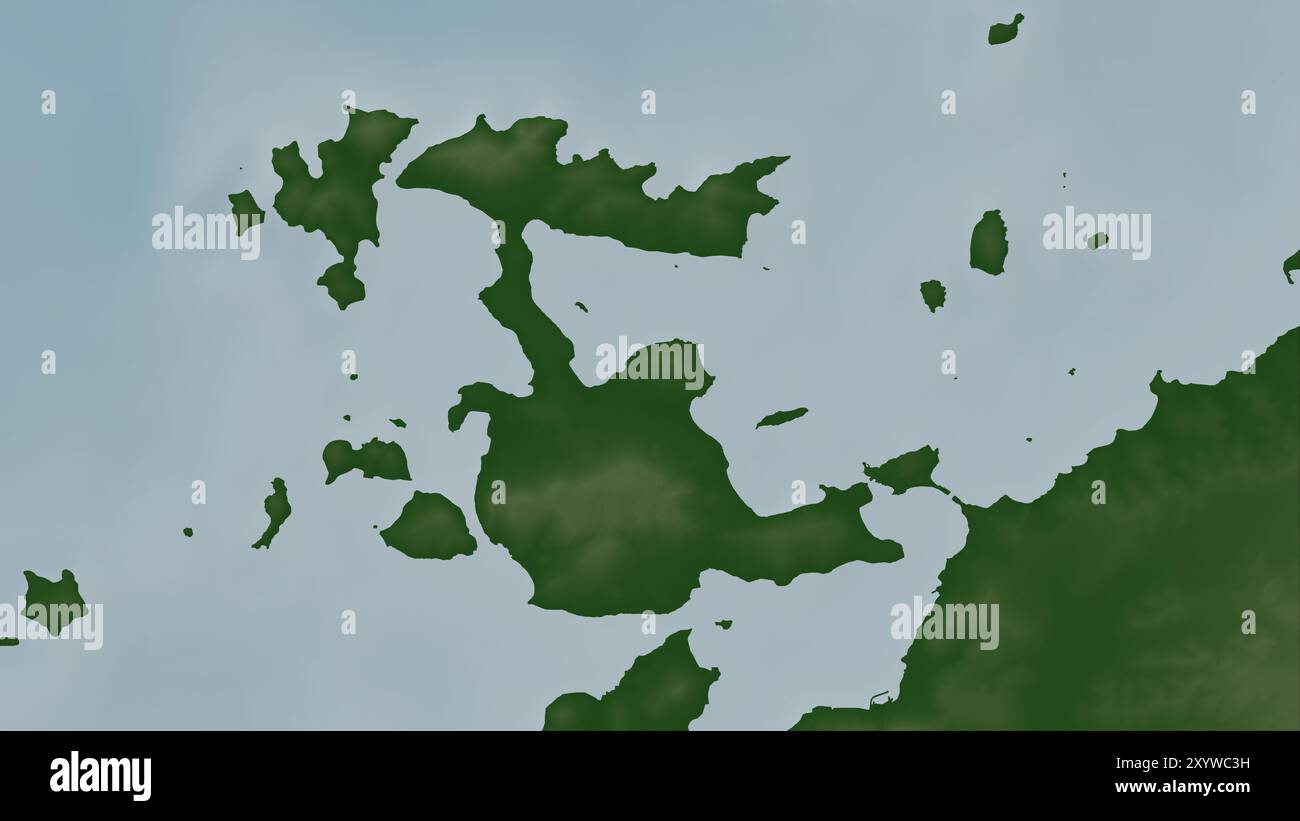 Cunda Adas in the Aegean Sea on a colored elevation map Stock Photo - Alamy