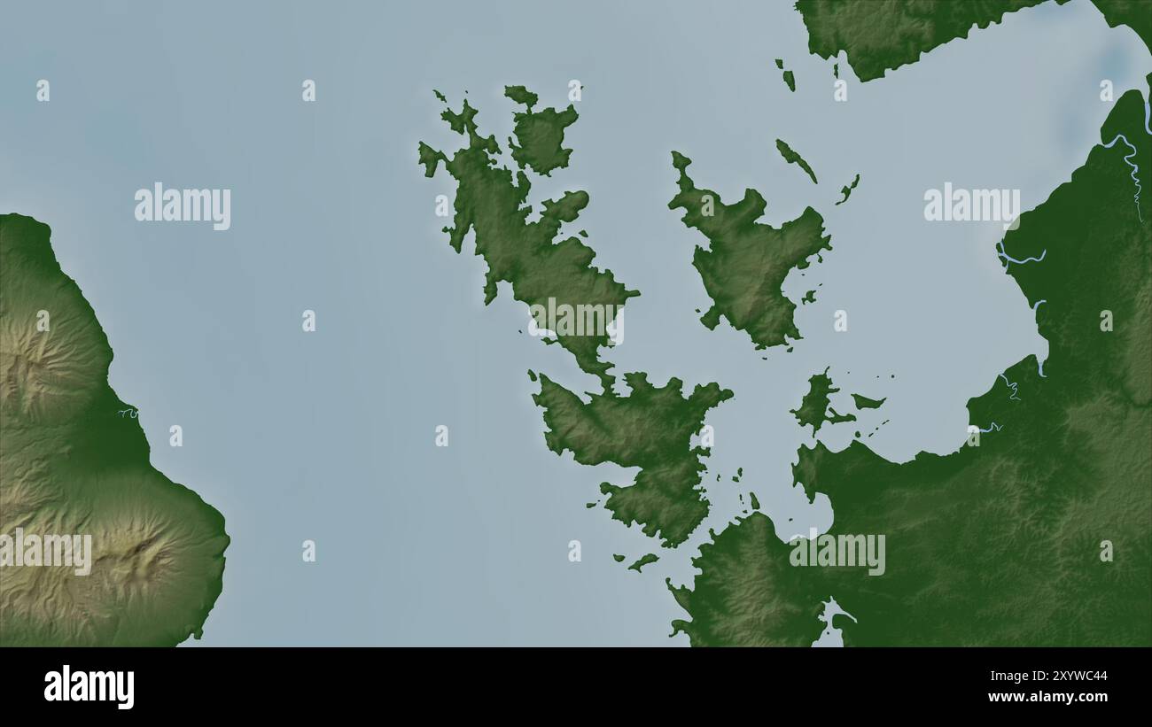 Daram Island in the Philippine Sea on a colored elevation map Stock ...