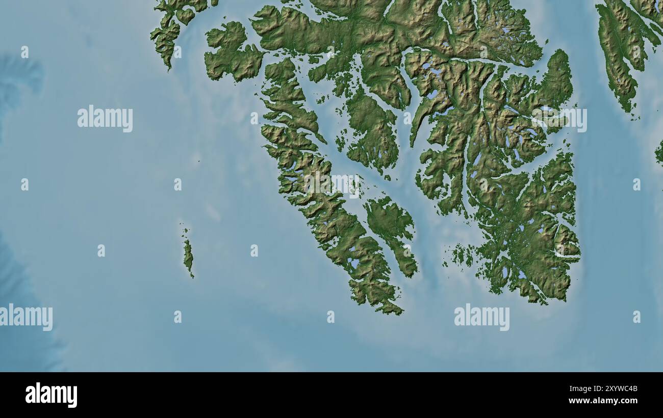 Dall Island in the North Pacific Ocean on a colored elevation map Stock ...