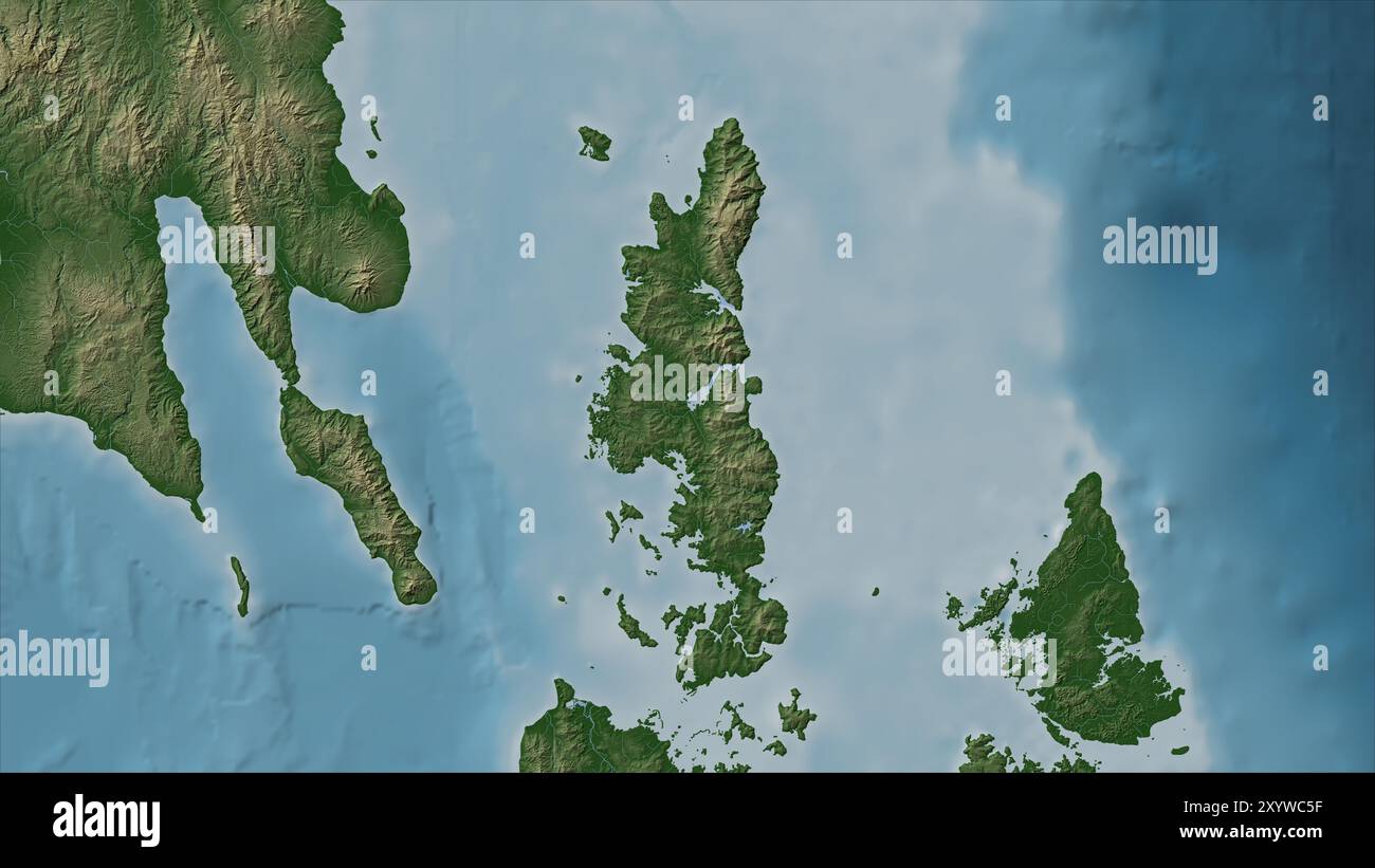 Dinagat Island in the Philippine Sea on a colored elevation map Stock ...
