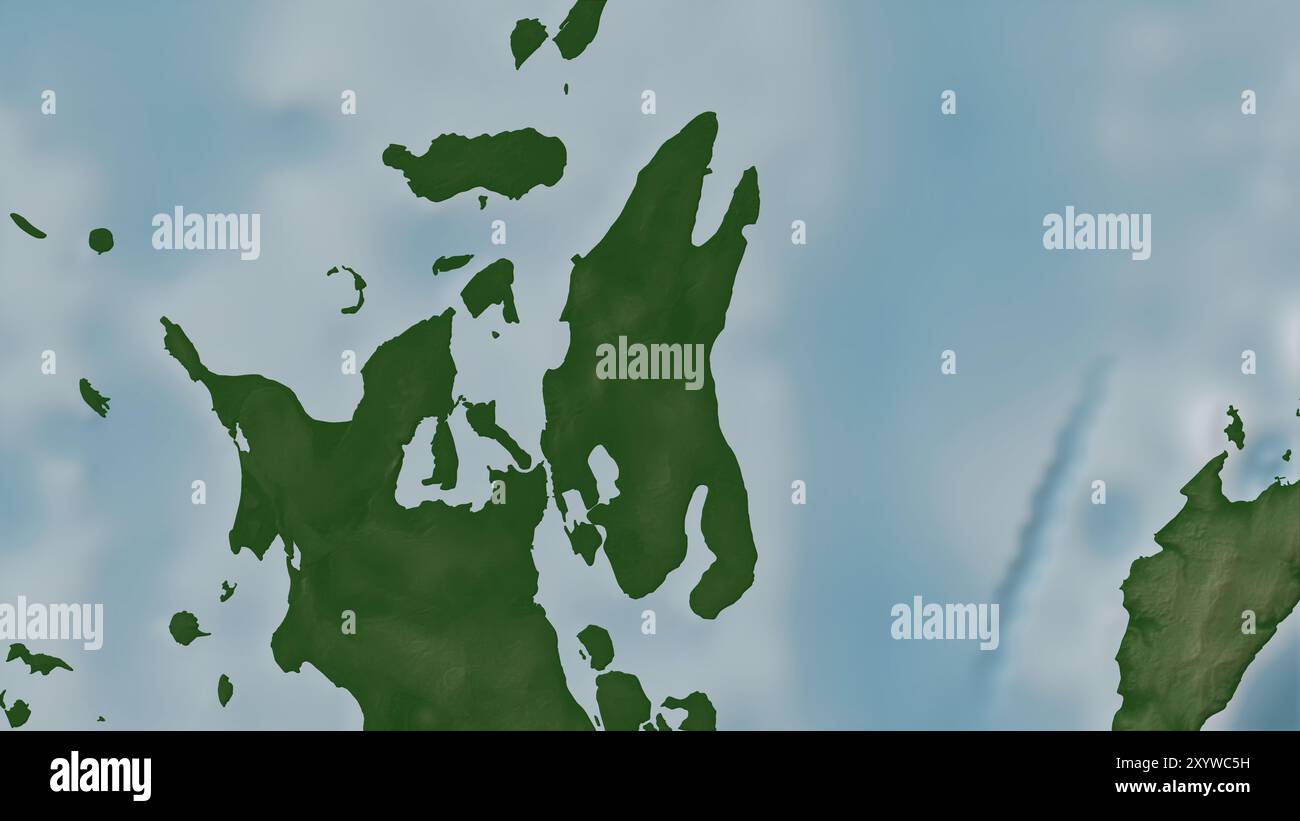 Pulau Dullah in the Banda Sea on a colored elevation map Stock Photo ...