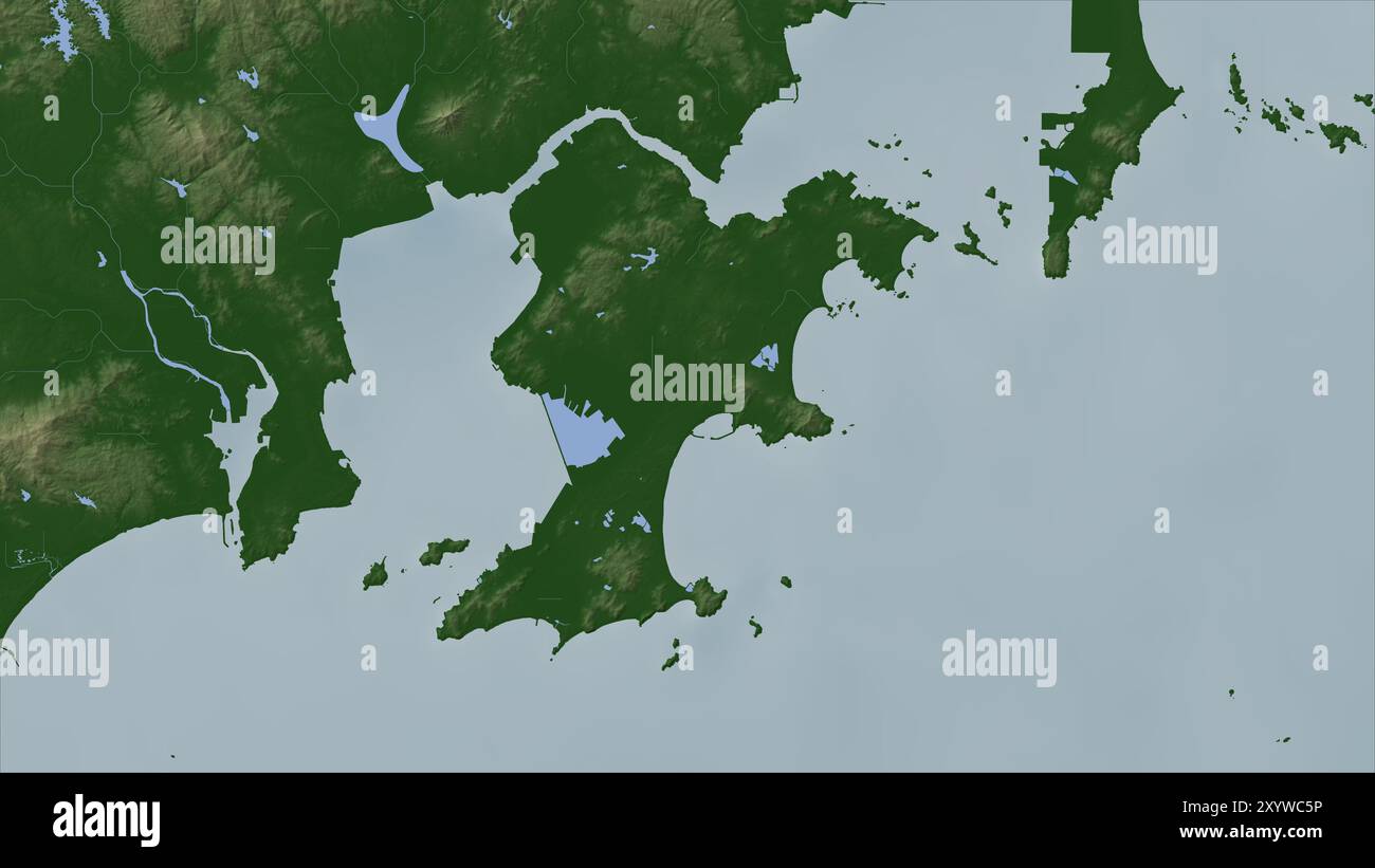 Dongshan Island in the South China Sea on a colored elevation map Stock ...