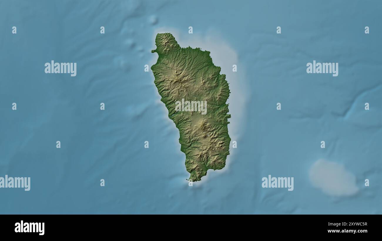 Dominica Island in the Caribbean Sea on a colored elevation map Stock Photo - Alamy