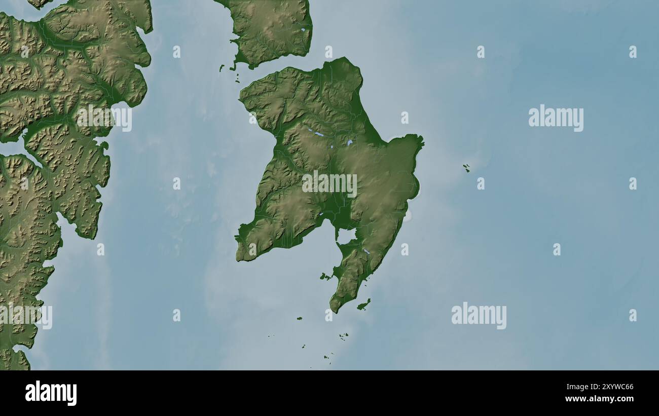 Edgeya Island in the Barents Sea on a colored elevation map Stock Photo ...