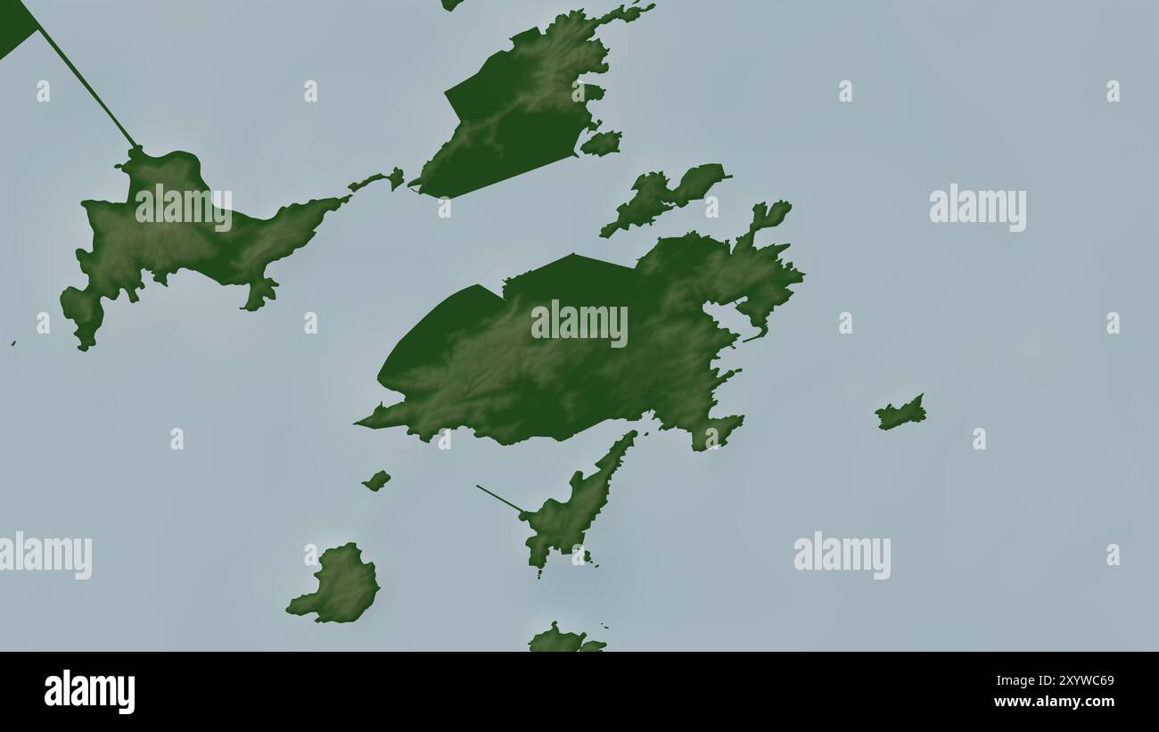 Dongtou Island in the Eastern China Sea on a colored elevation map ...