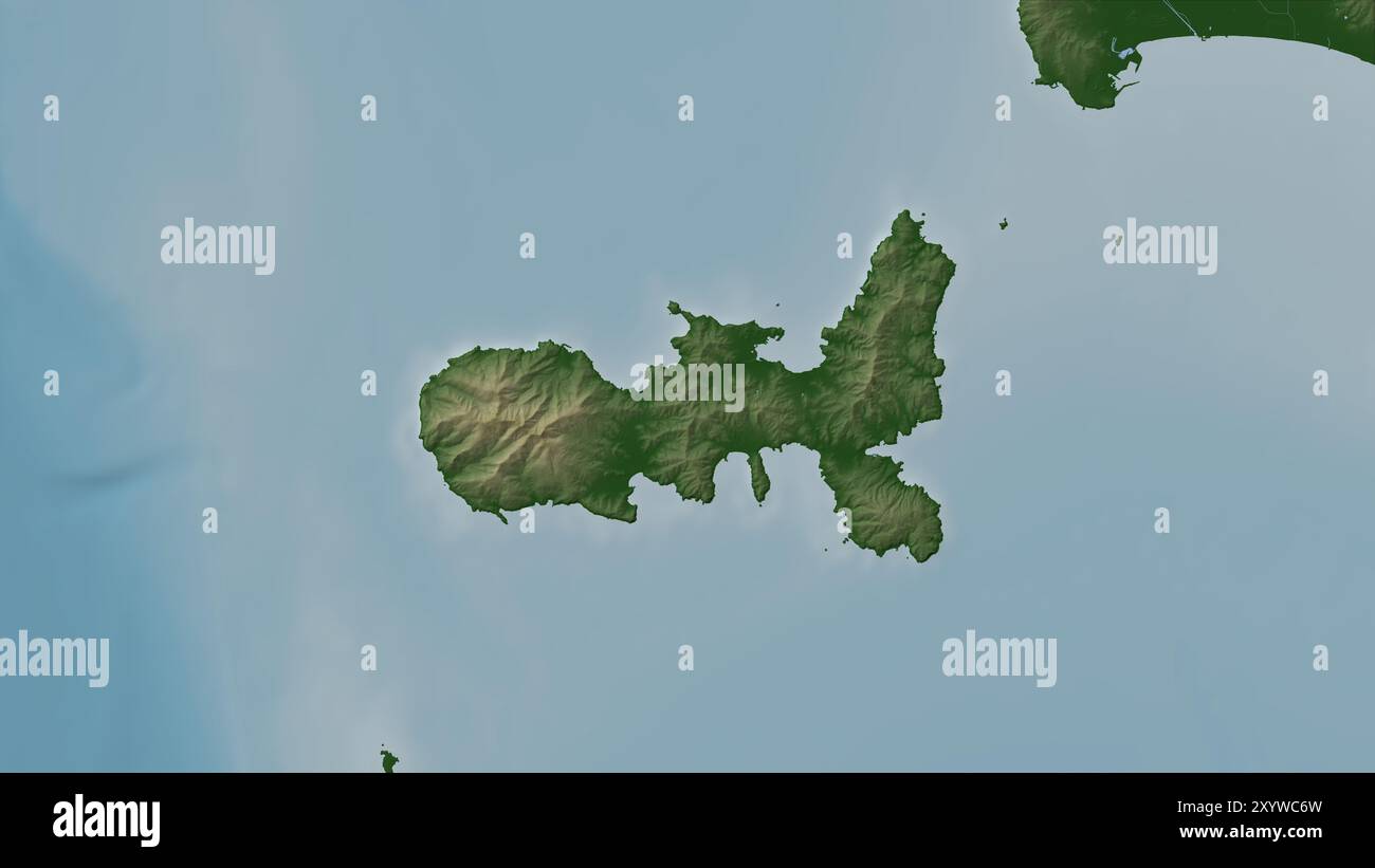 Isola d'Elba in the Tyrrhenian Sea on a colored elevation map Stock ...