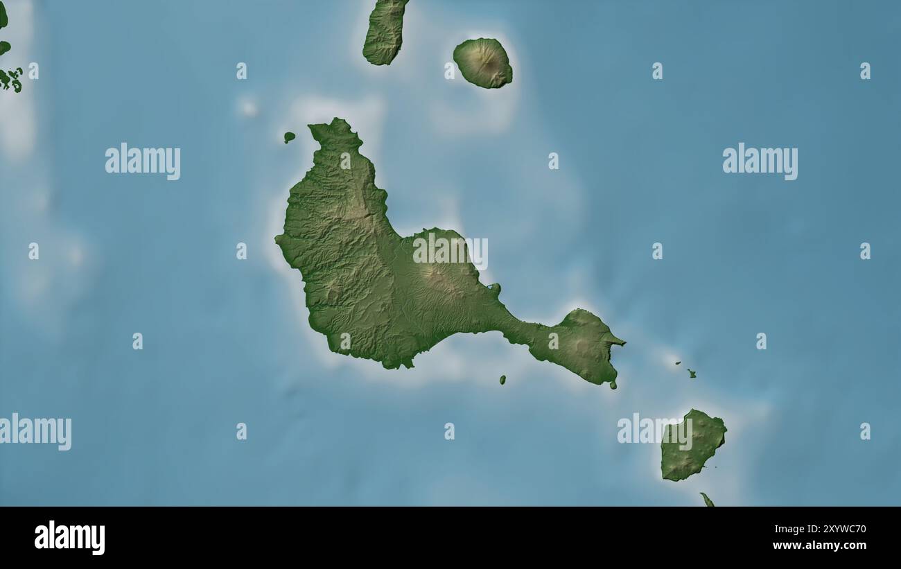Epi Island in the Coral Sea on a colored elevation map Stock Photo - Alamy