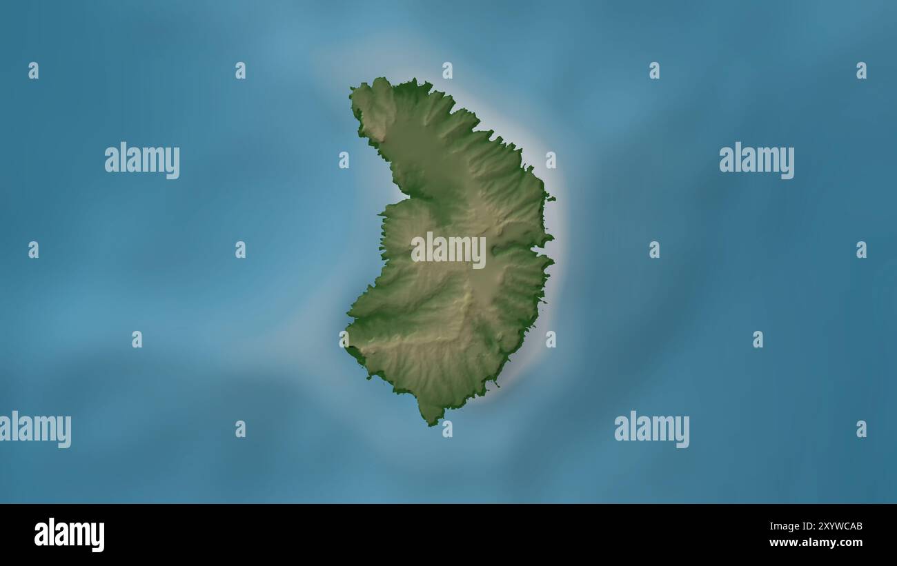 Fatu Hiva Island in the South Pacific Ocean on a colored elevation map ...