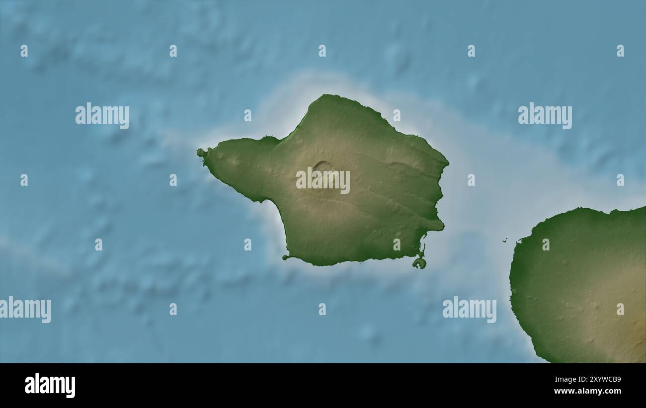 Faial Island in the North Atlantic Ocean on a colored elevation map ...