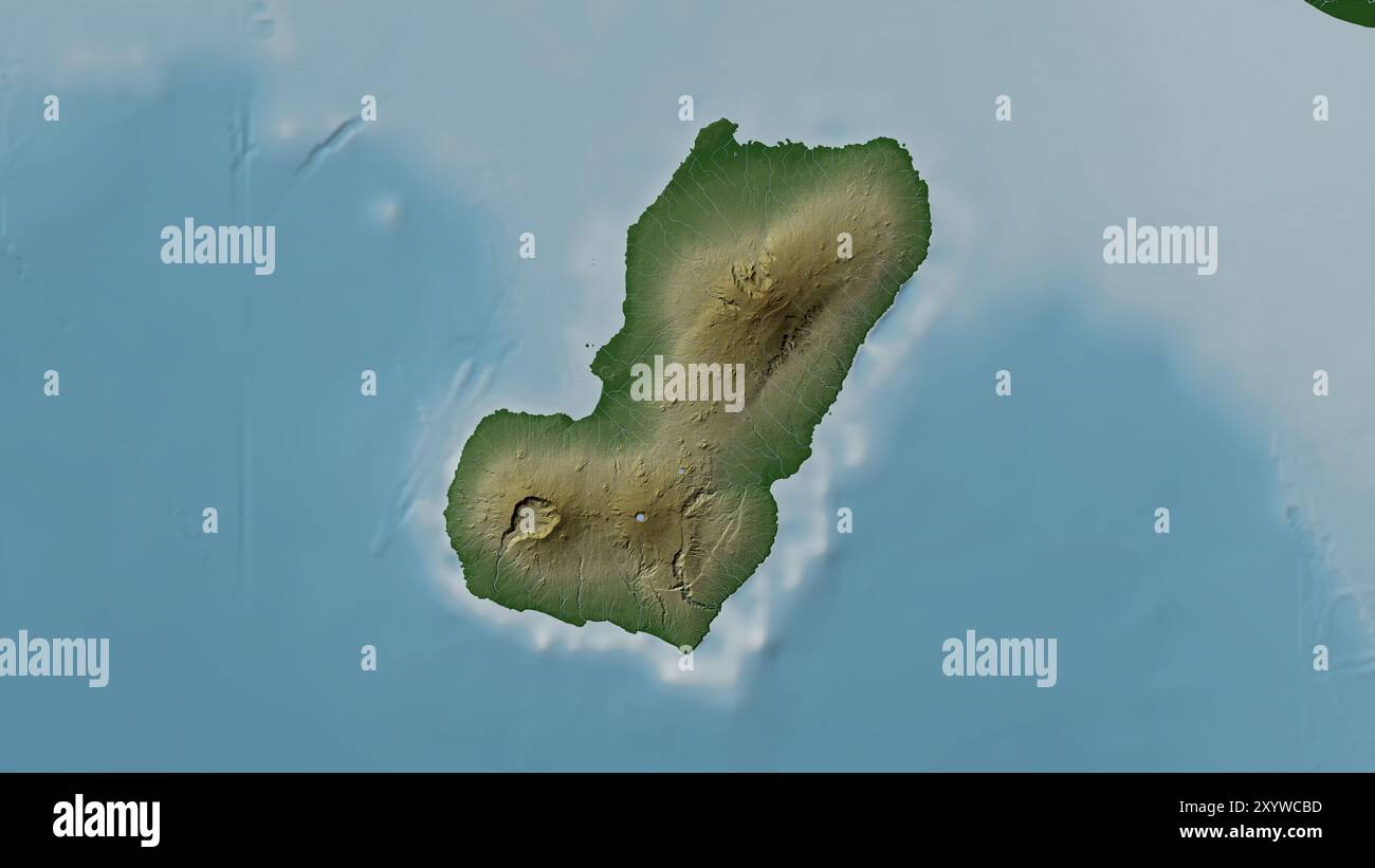 Fernando Poo Island in the Gulf of Guinea on a colored elevation map ...