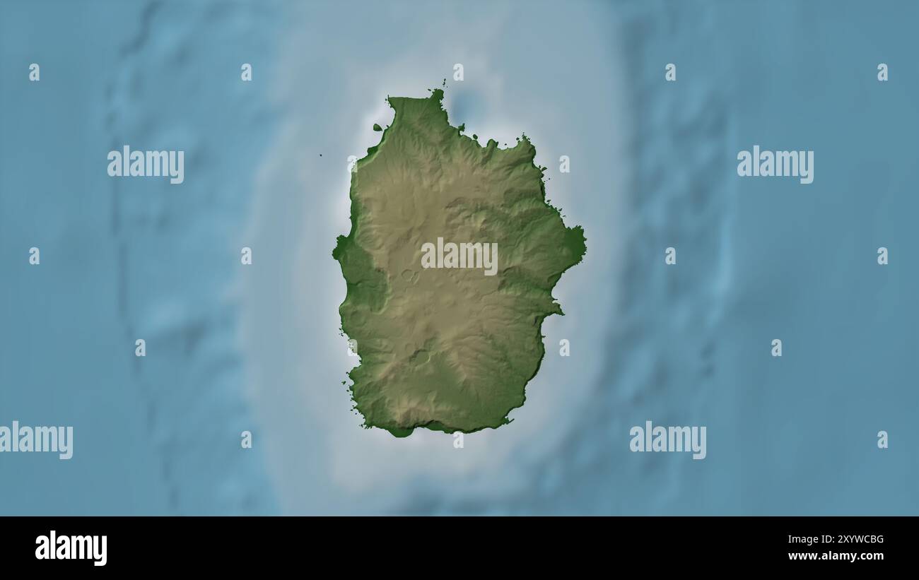 Isla de Flores in the North Atlantic Ocean on a colored elevation map ...