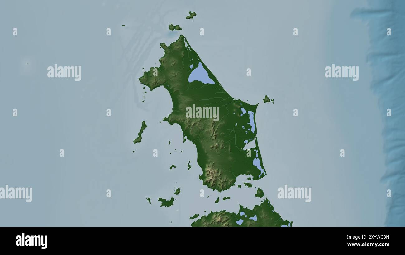 Flinders Island in the Tasman Sea on a colored elevation map Stock ...