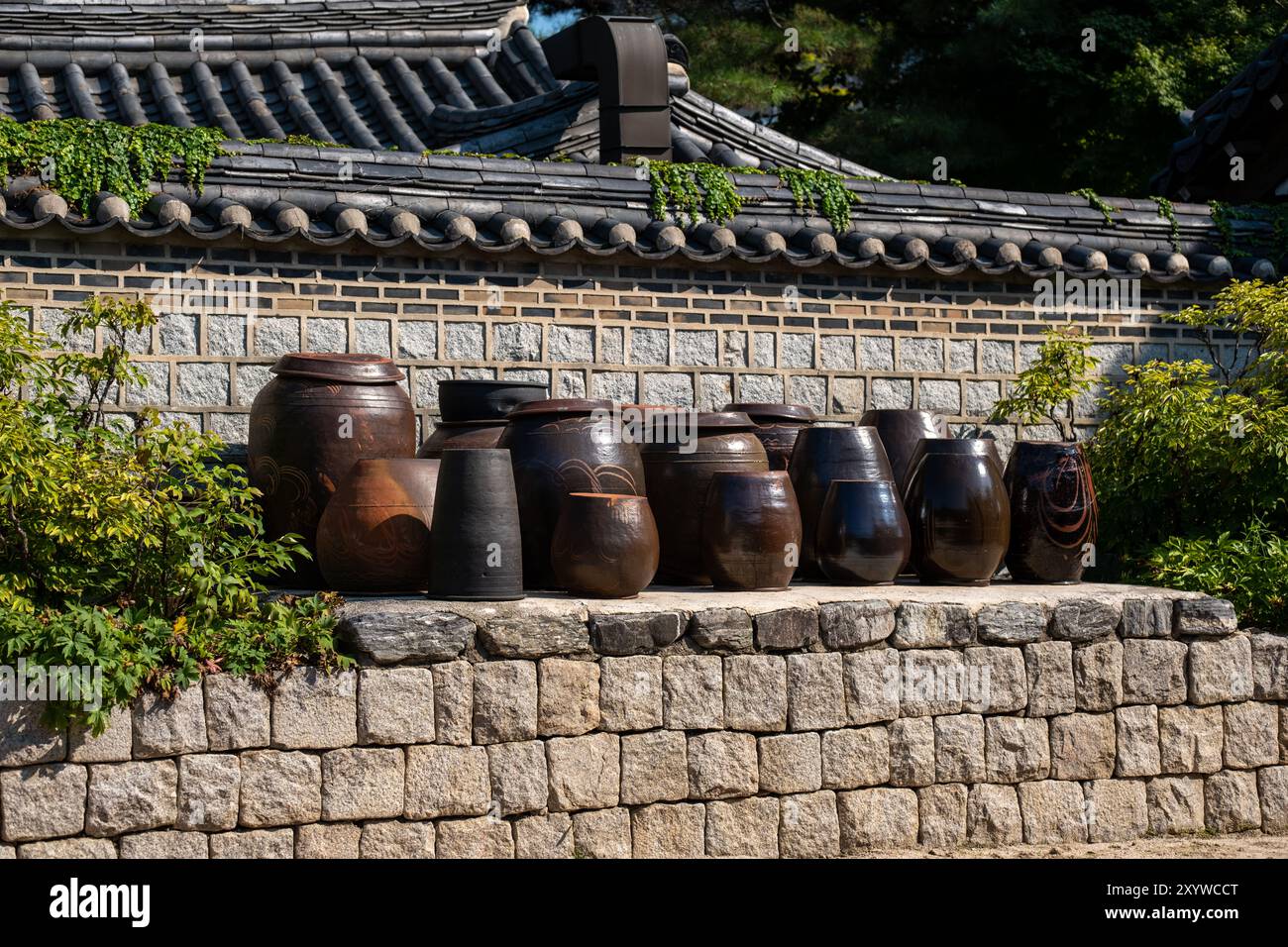 Traditional Korean building in Namsangol Hanok village, a recreated ...