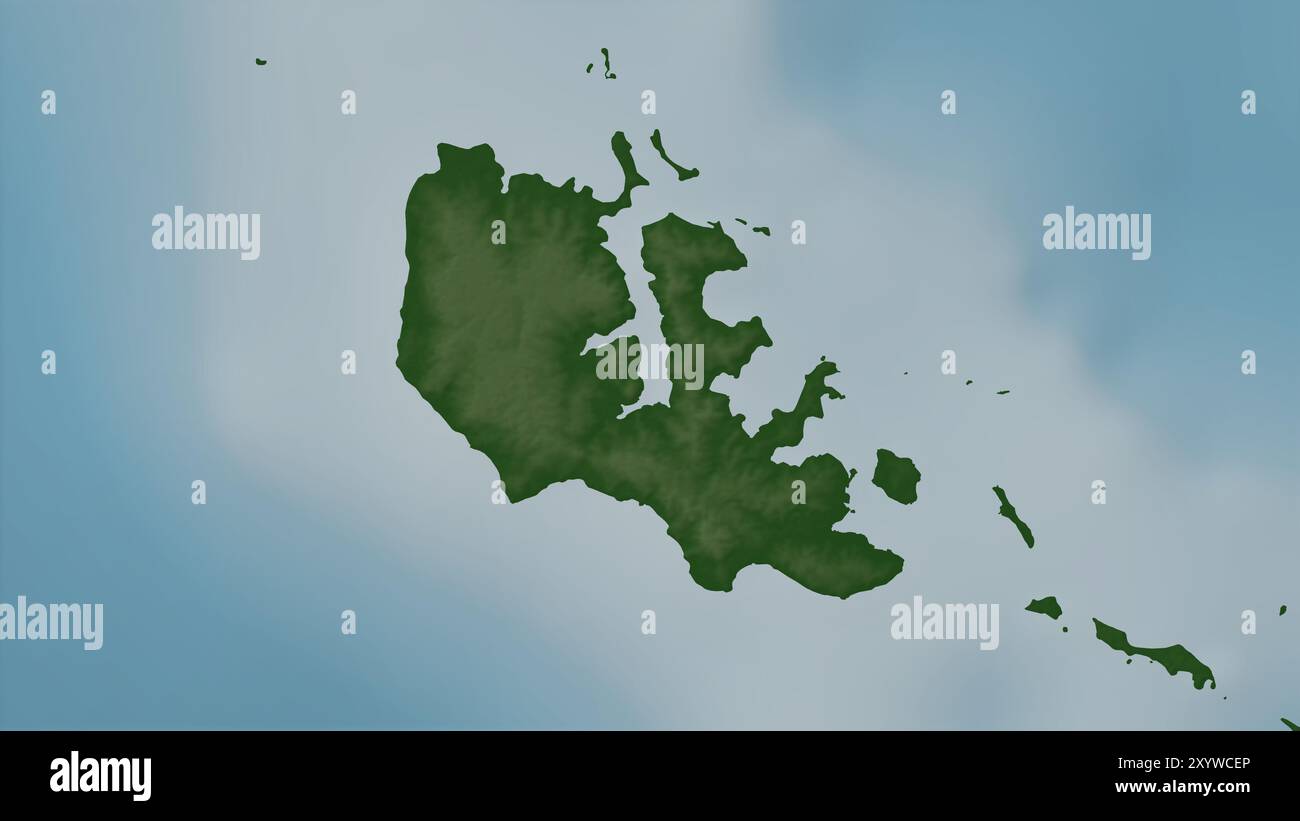 Ghizo Island in the Solomon Sea on a colored elevation map Stock Photo ...