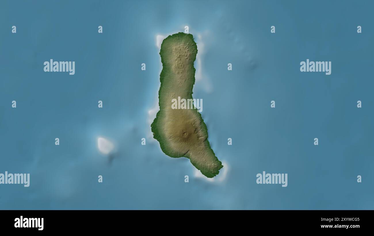 Grande Comore Island in the Mozambique Channel on a colored elevation ...