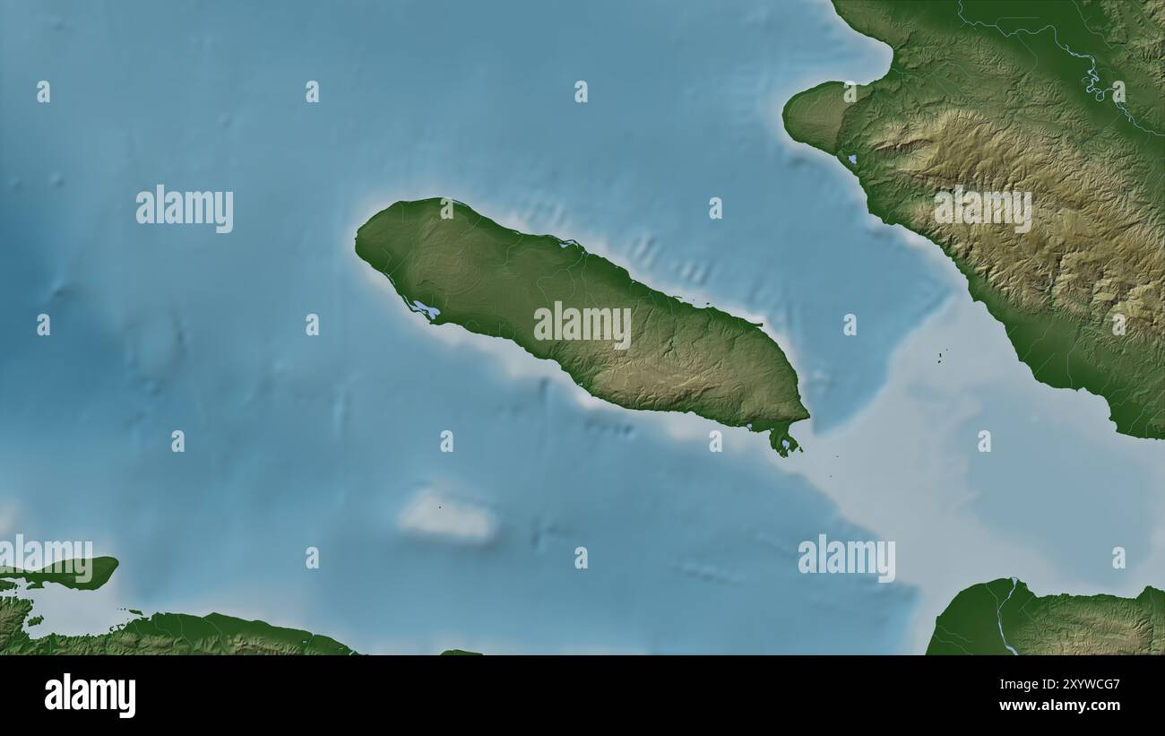 Gonave Island in the Caribbean Sea on a colored elevation map Stock ...