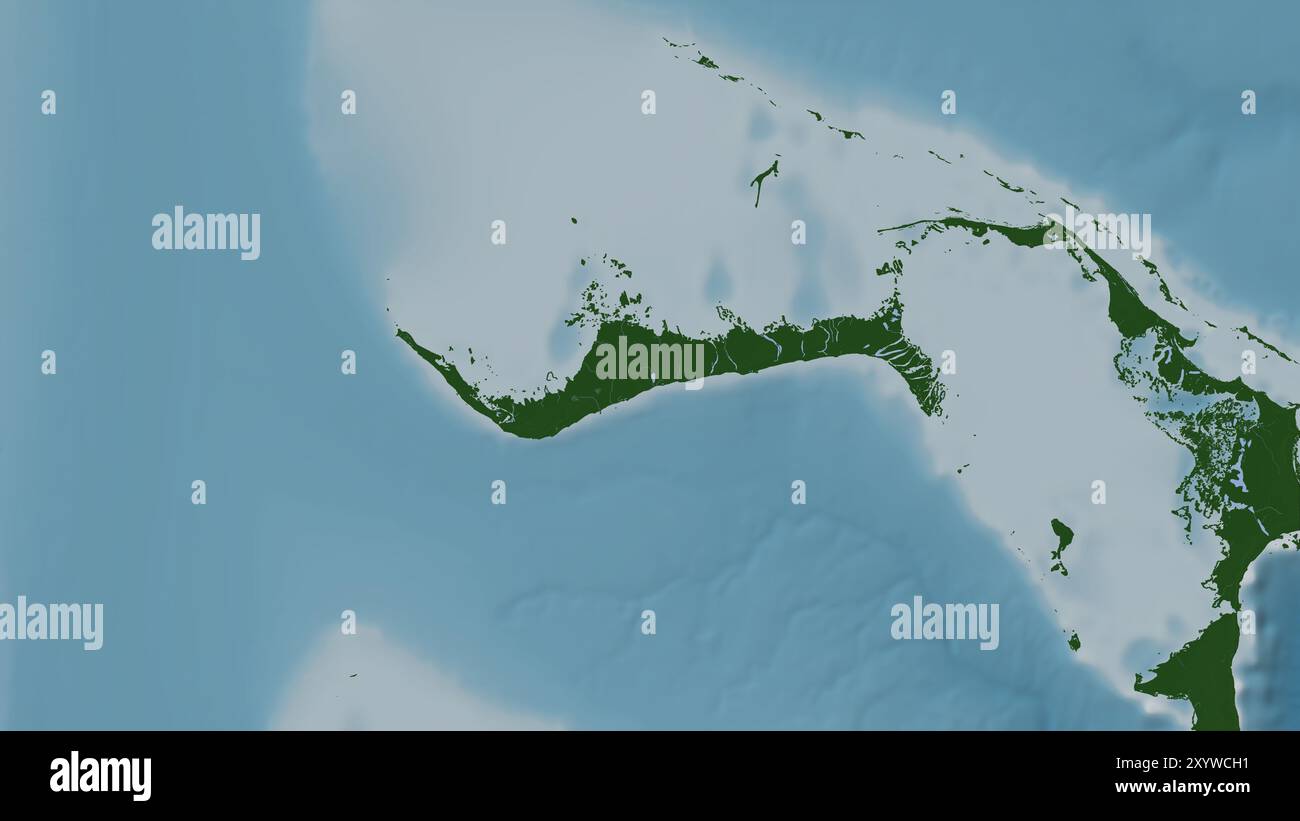 Grand Bahama Island in the North Atlantic Ocean on a colored elevation ...