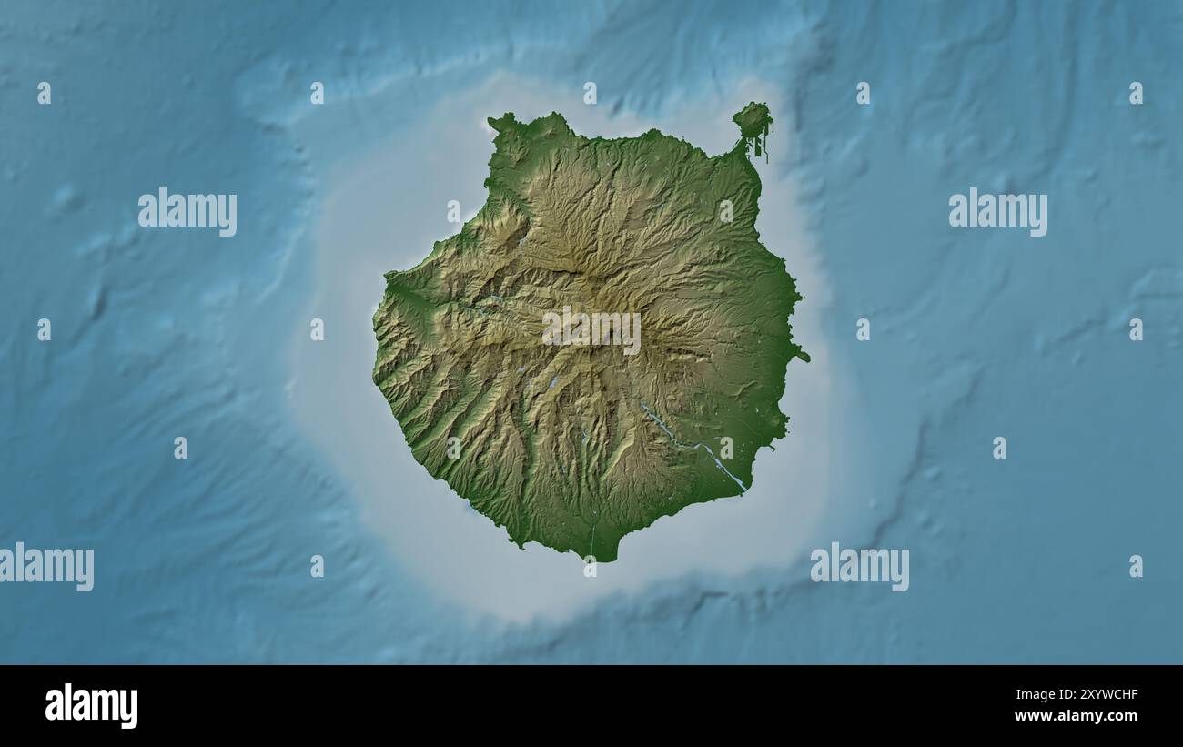 Gran Canaria Island in the North Atlantic Ocean on a colored elevation ...