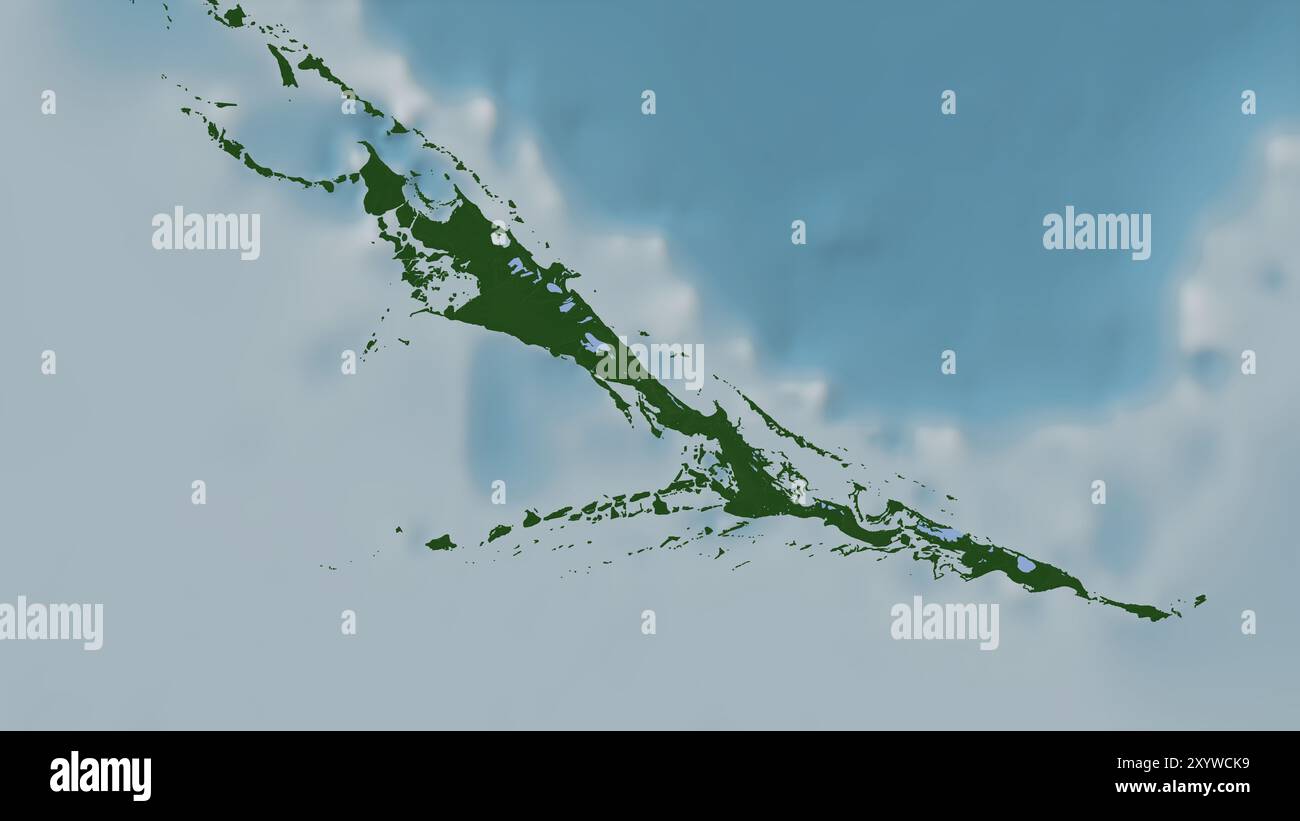 Great Exuma Island in the North Atlantic Ocean on a colored elevation ...