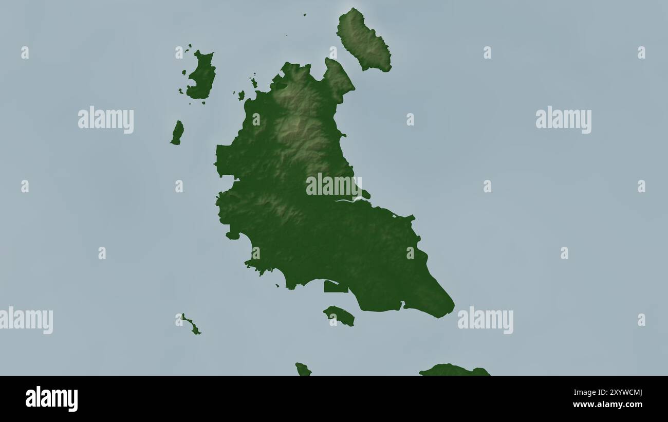 Pulau Great Karimun in the South China Sea on a colored elevation map ...