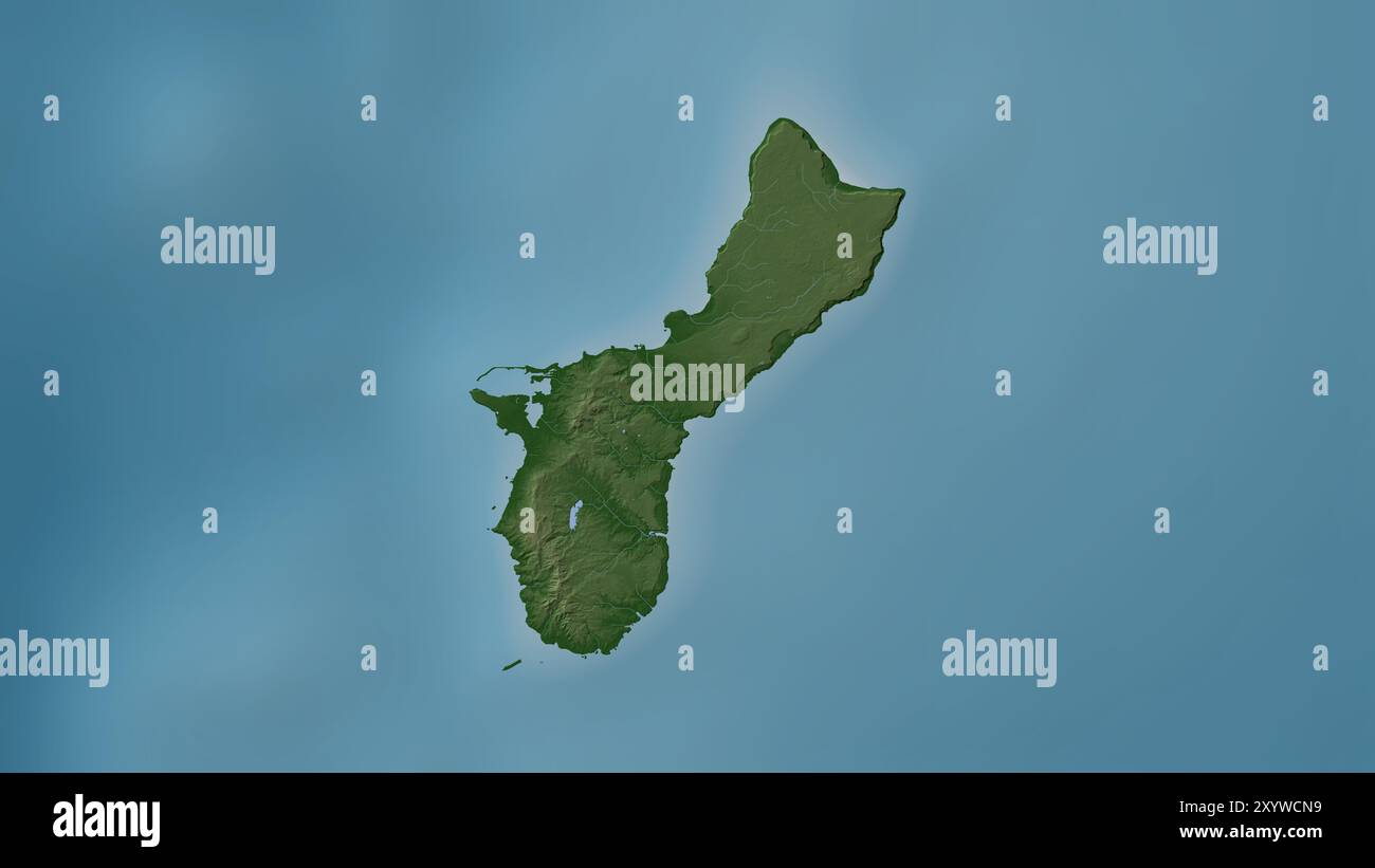 Guam Island in the Philippine Sea on a colored elevation map Stock ...