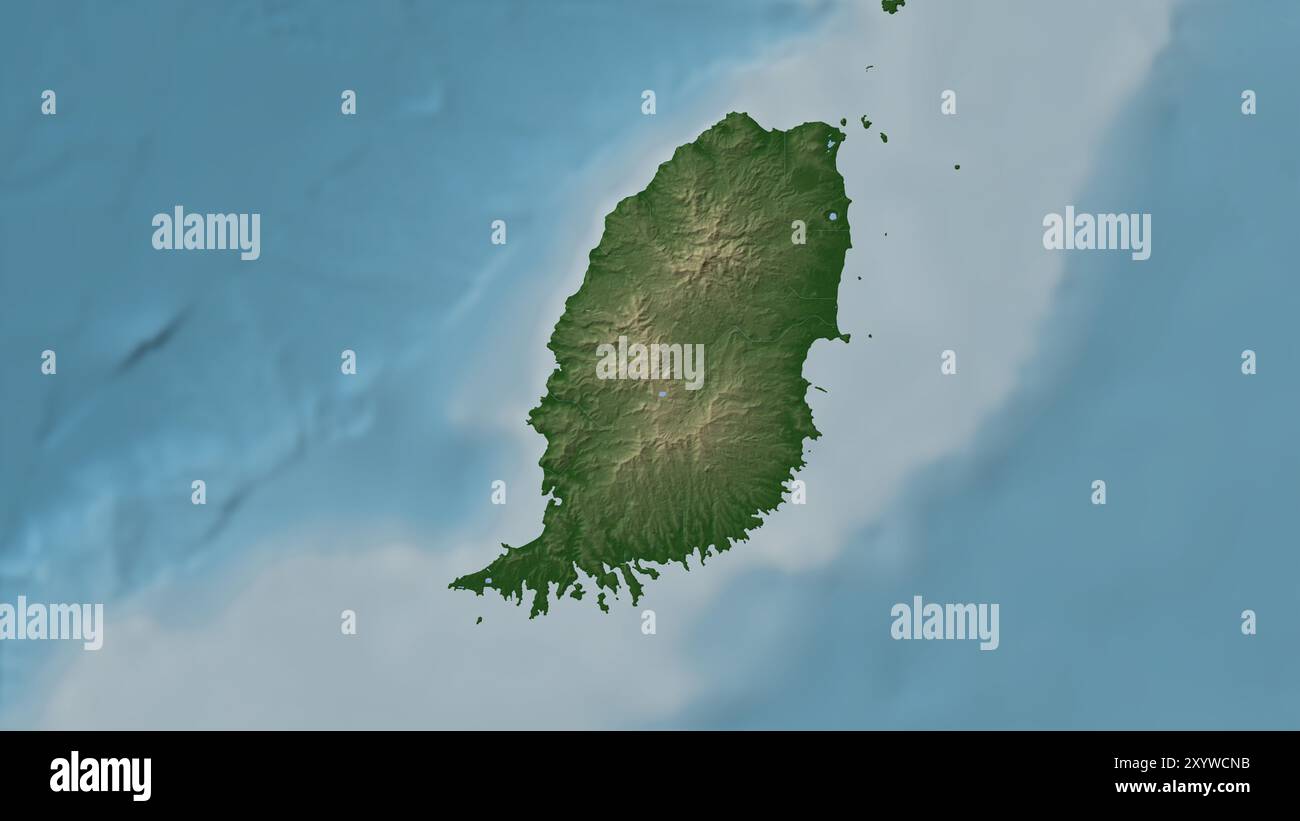 Grenada Island in the Caribbean Sea on a colored elevation map Stock ...