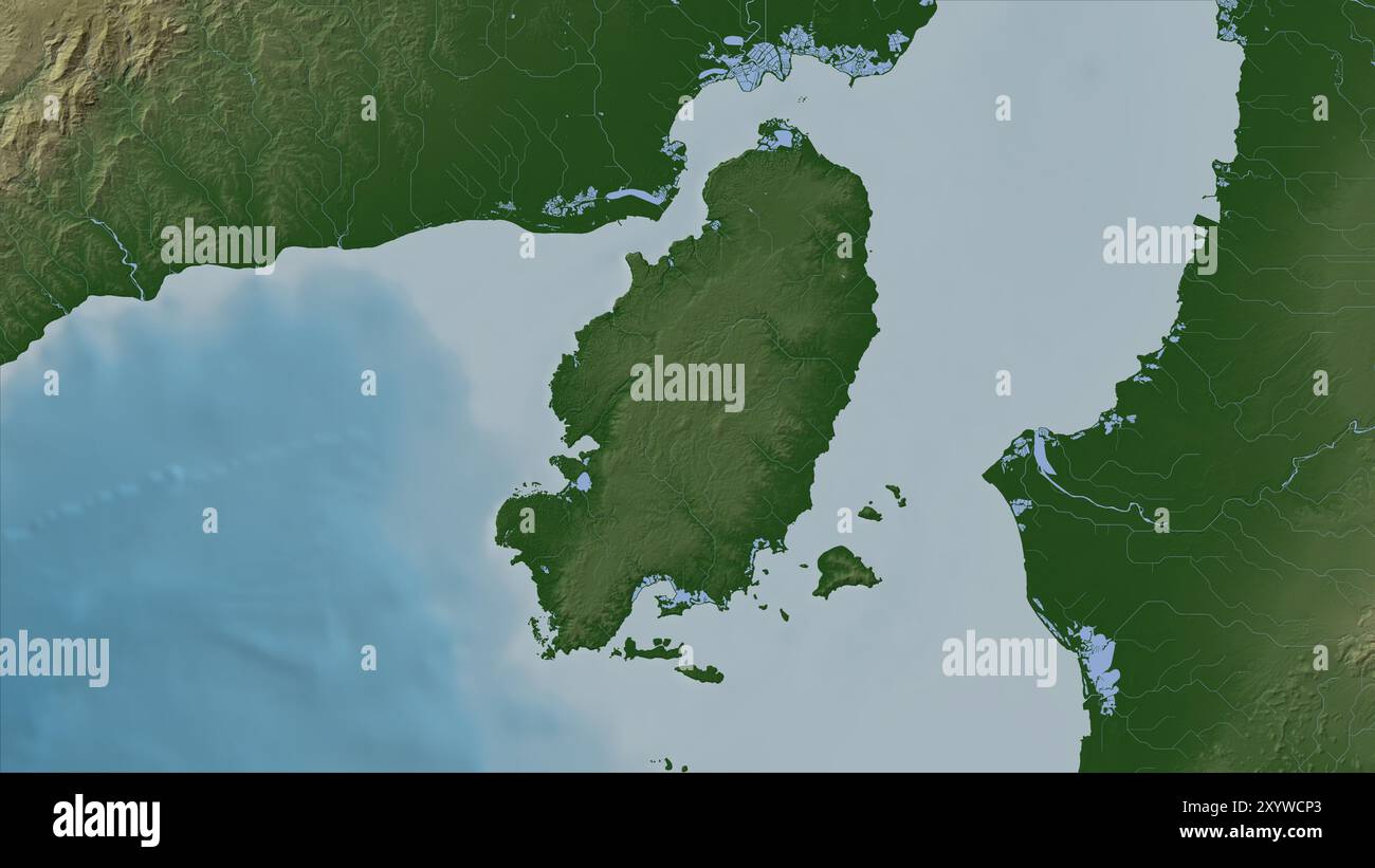 Guimaras Island in the Sulu Sea on a colored elevation map Stock Photo ...