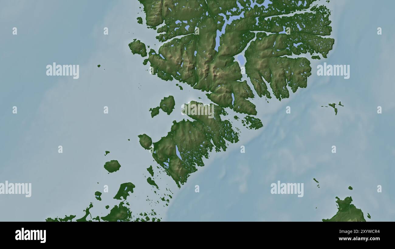 Harris Island in the North Atlantic Ocean on a colored elevation map ...