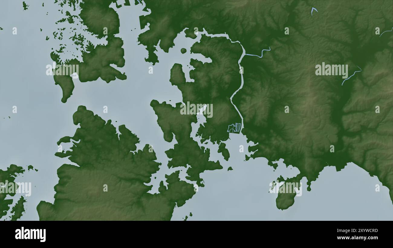 Hario Island in the Japan Sea on a colored elevation map Stock Photo ...