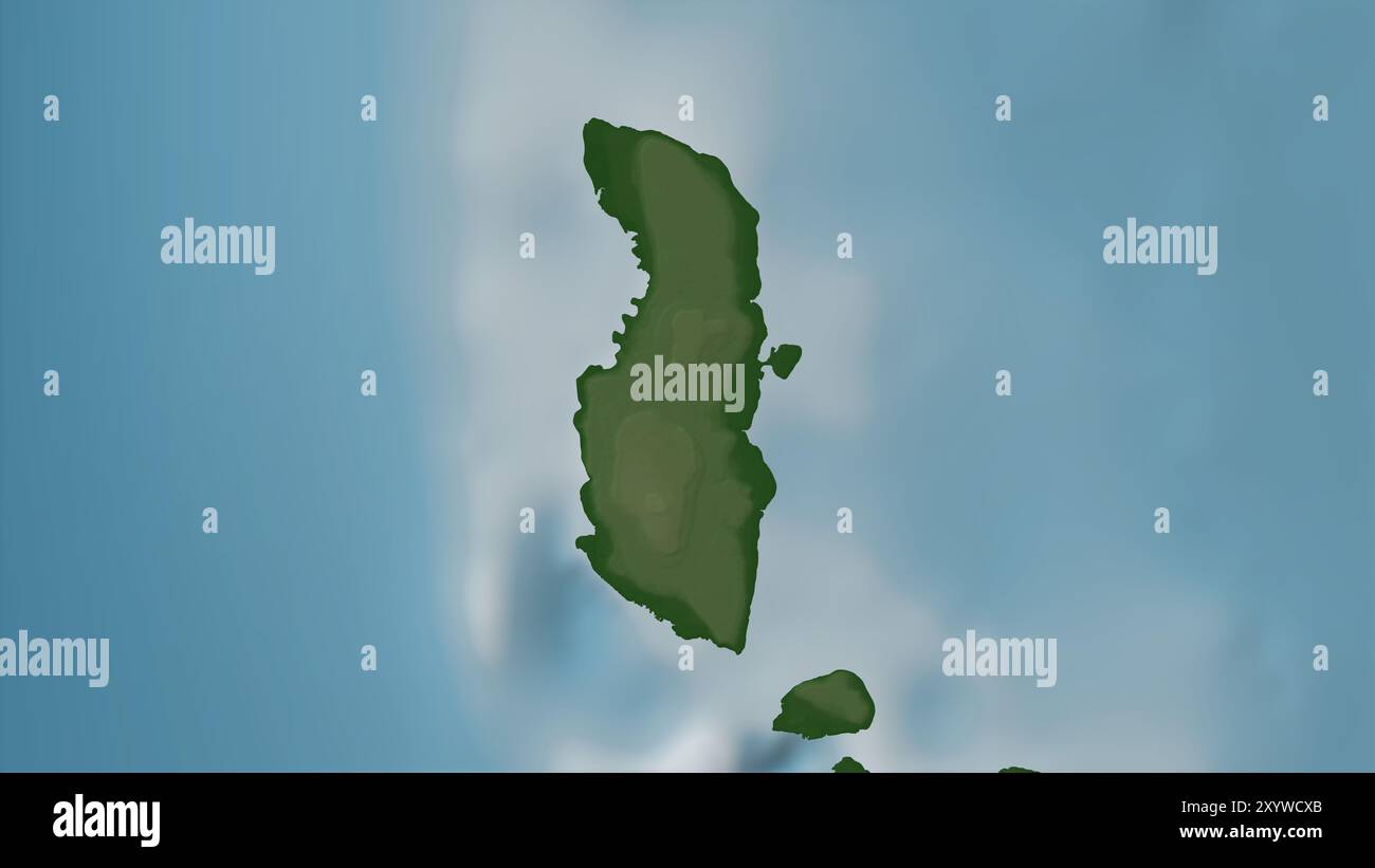 Hiu Island in the Coral Sea on a colored elevation map Stock Photo - Alamy