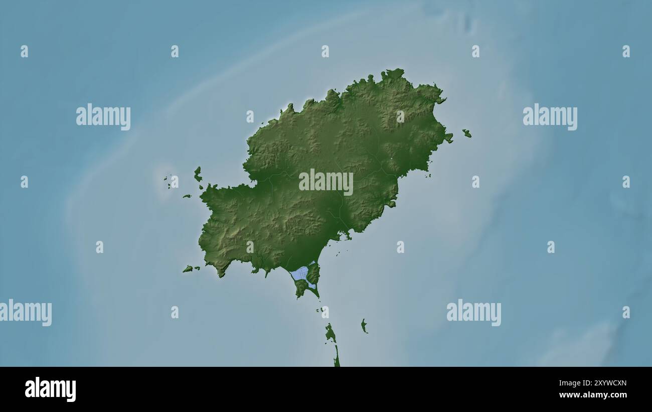 Ibiza Island in the Balearic (Iberian Sea) on a colored elevation map ...