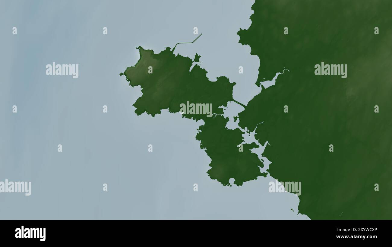 Holy Island in the Irish Sea and St. George's Channel on a colored ...