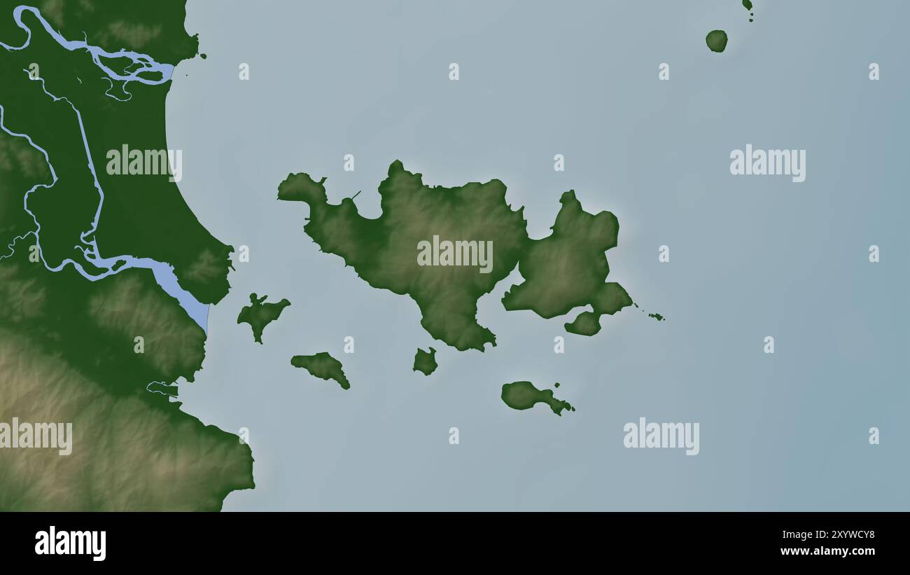 Hon Tre Island in the South China Sea on a colored elevation map Stock ...