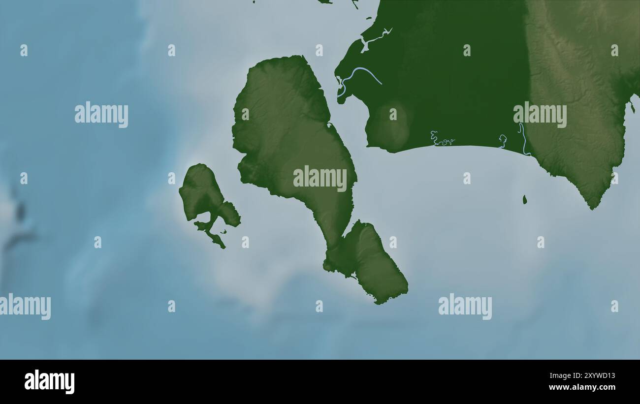 Ilin Island in the Sulu Sea on a colored elevation map Stock Photo - Alamy