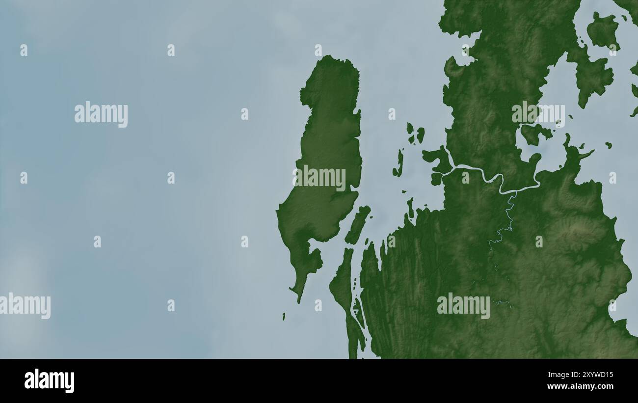 Interview Island in the Bay of Bengal on a colored elevation map Stock ...