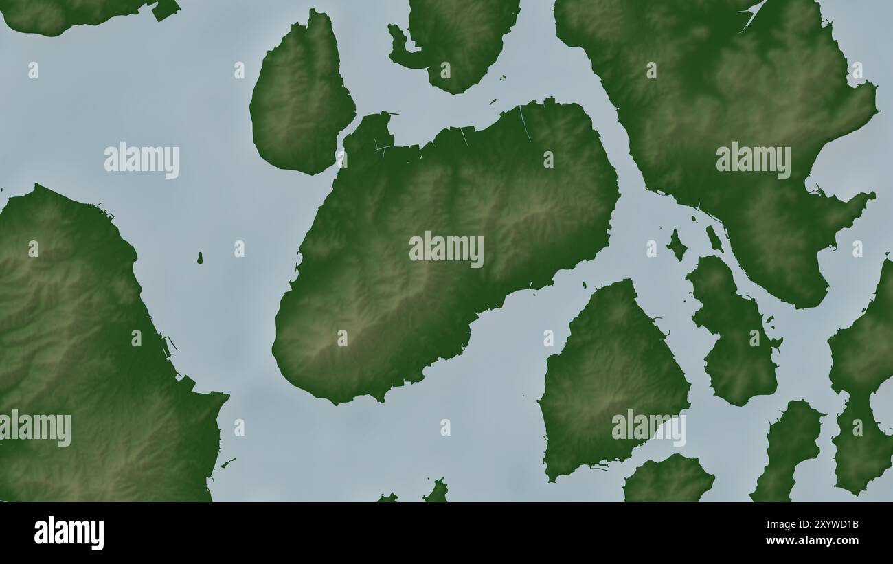 Ikuchi Island in the Seto Naikai or Inland Sea on a colored elevation ...