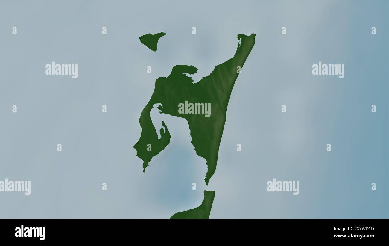 Inhaca Island in the Mozambique Channel on a colored elevation map ...