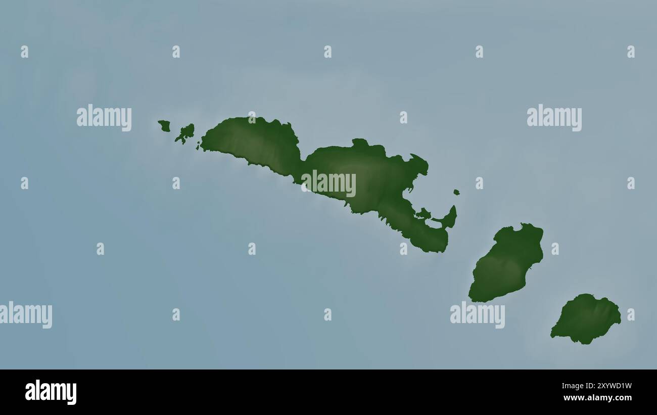 Inishmore Island in the North Atlantic Ocean on a colored elevation map ...