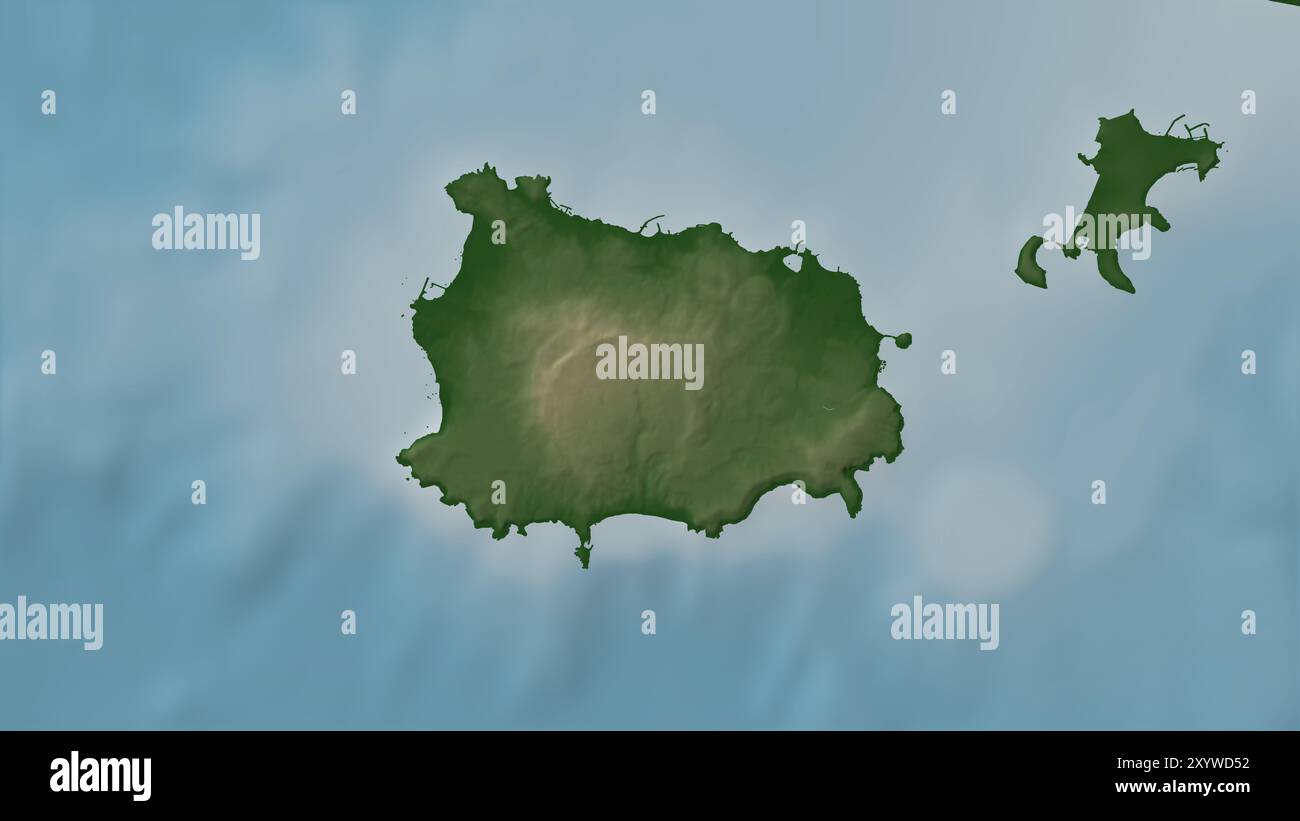 Isola d'Ischia in the Tyrrhenian Sea on a colored elevation map Stock ...