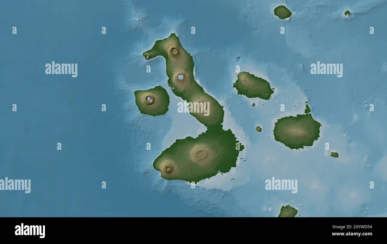 Isla Isabela in the South Pacific Ocean on a colored elevation map ...