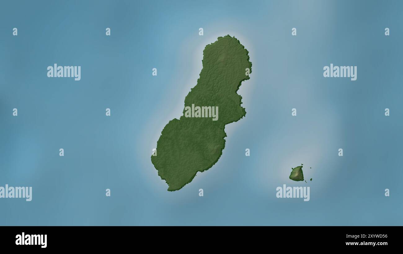Itbayat Island in the South China Sea on a colored elevation map Stock ...
