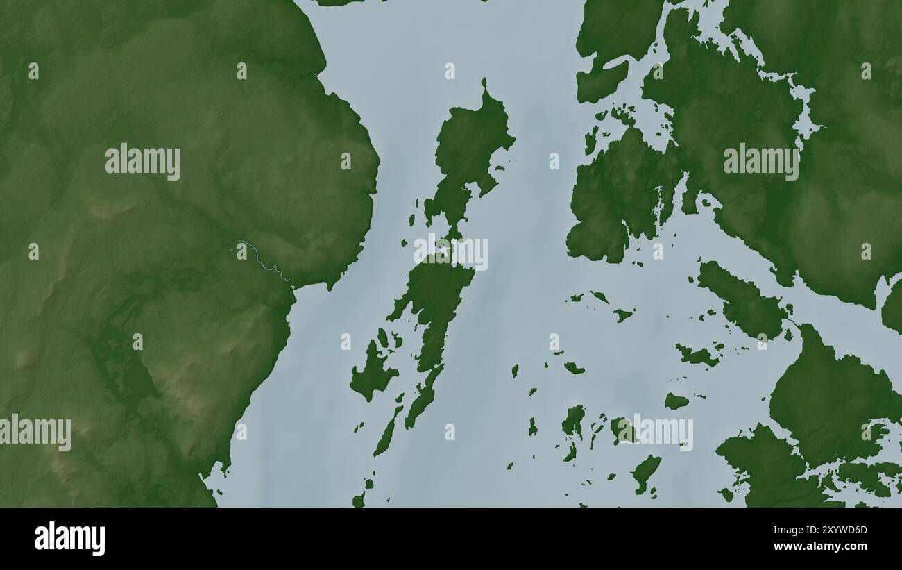 Islesboro Island in the North Atlantic Ocean on a colored elevation map ...