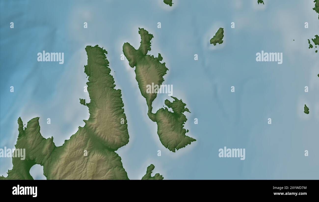 Ithaca Island in the Ionian Sea on a colored elevation map Stock Photo ...
