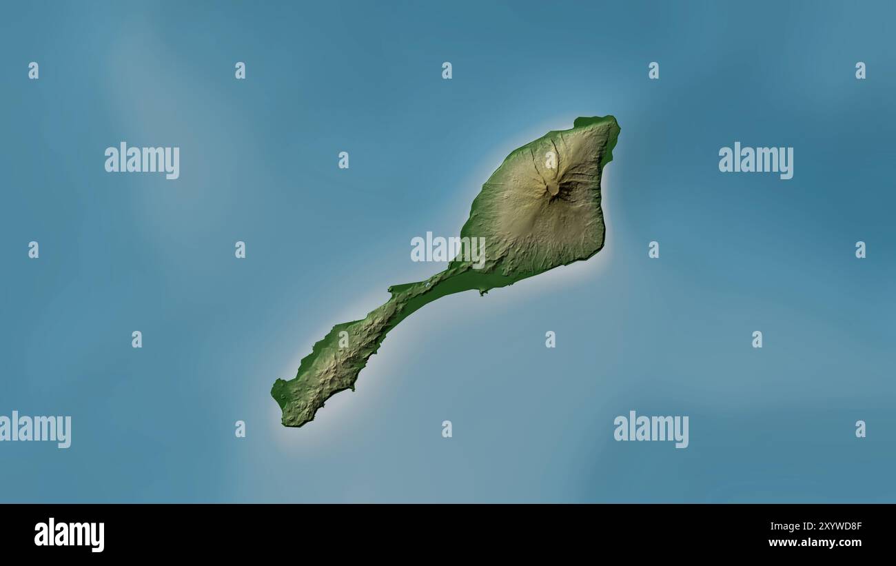 Jan Mayen Island in the Norwegian Sea on a colored elevation map Stock ...