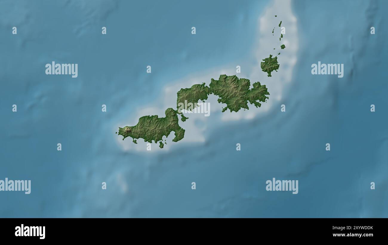 Kadavu Island in the South Pacific Ocean on a colored elevation map ...