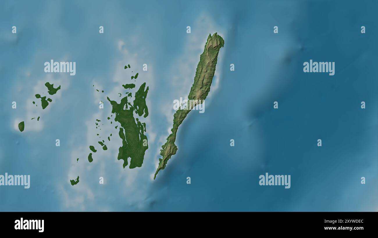 Pulau Kai Besar in the Banda Sea on a colored elevation map Stock Photo ...