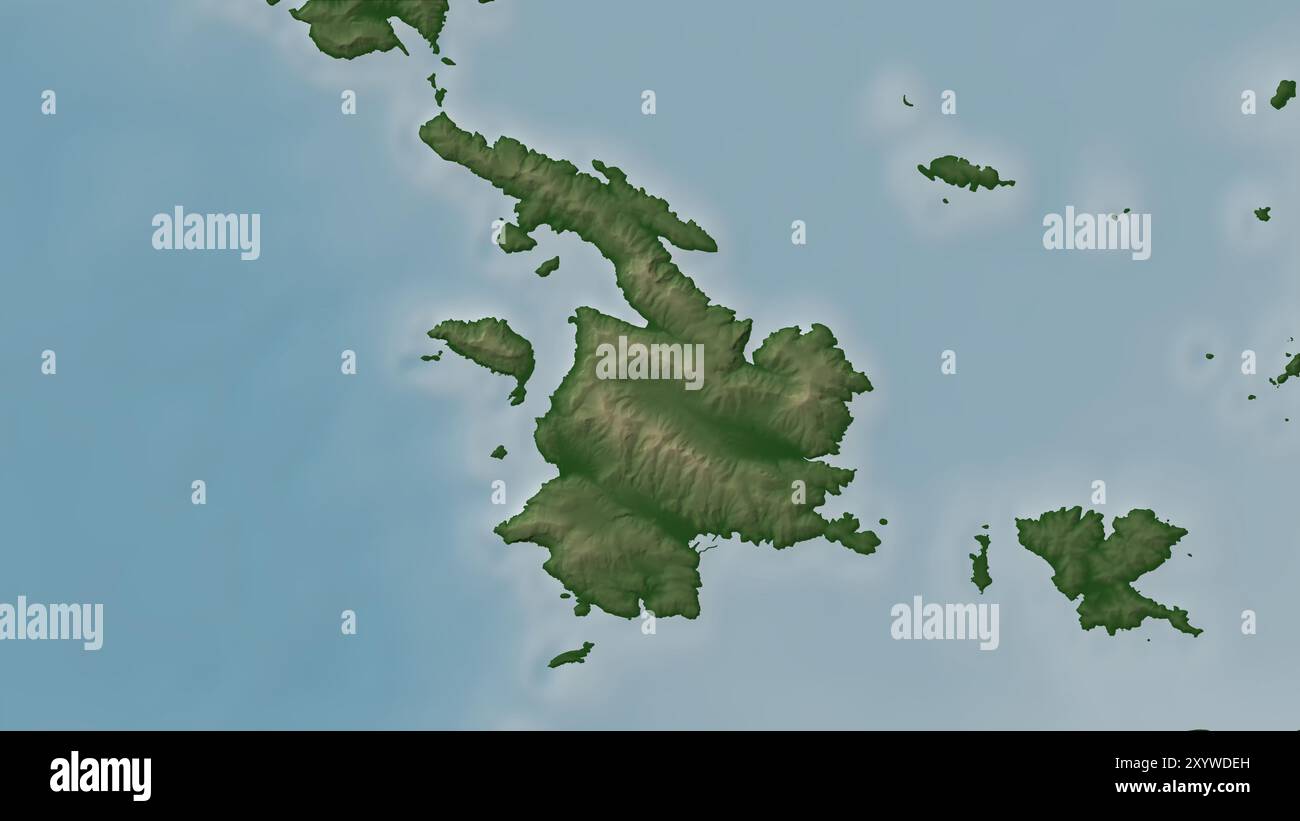 Kalymnos Island in the Aegean Sea on a colored elevation map Stock ...